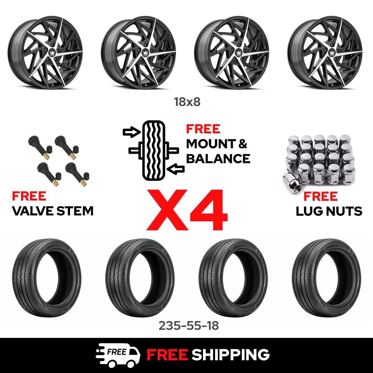 18" MAZZI Freestyle 377 w/ 235/55R18 Wheel & Tire for 2019-2024 Audi Q3 ...